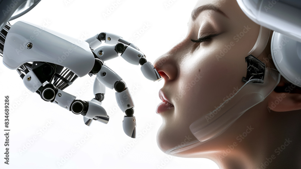 Robotic hand doing nose job treatment on female Stock Photo | Adobe Stock