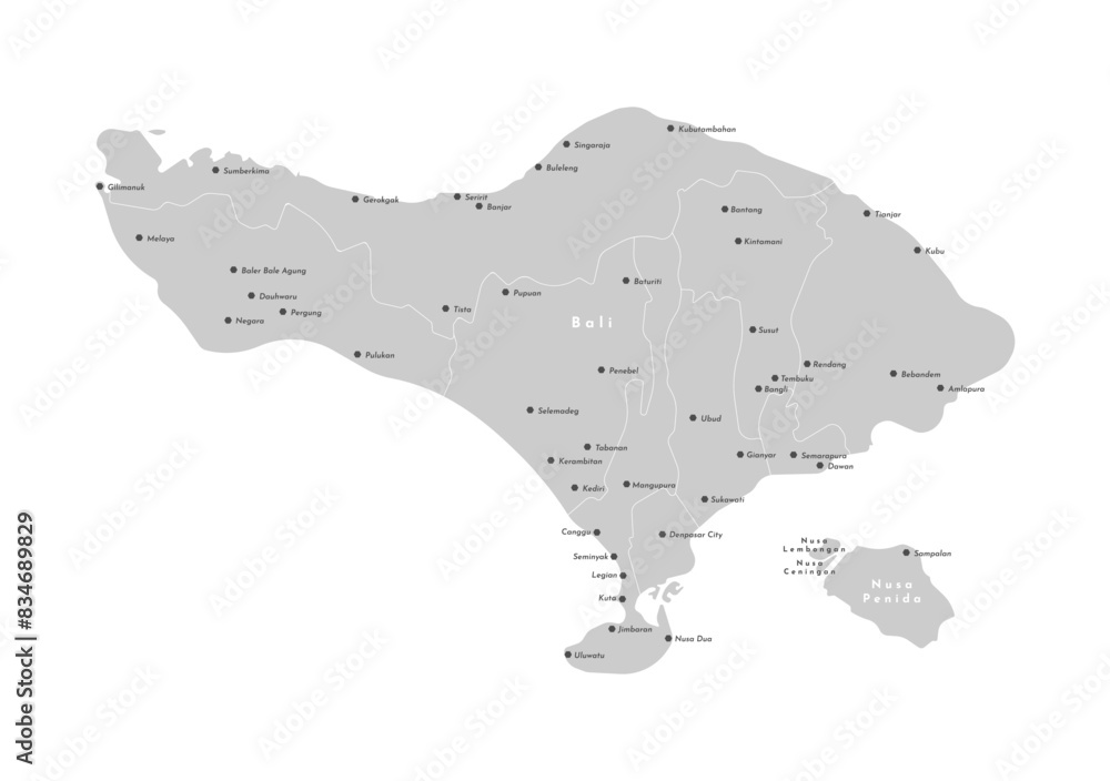 Vector Isolated illustration. Simplified grey administrative map of ...