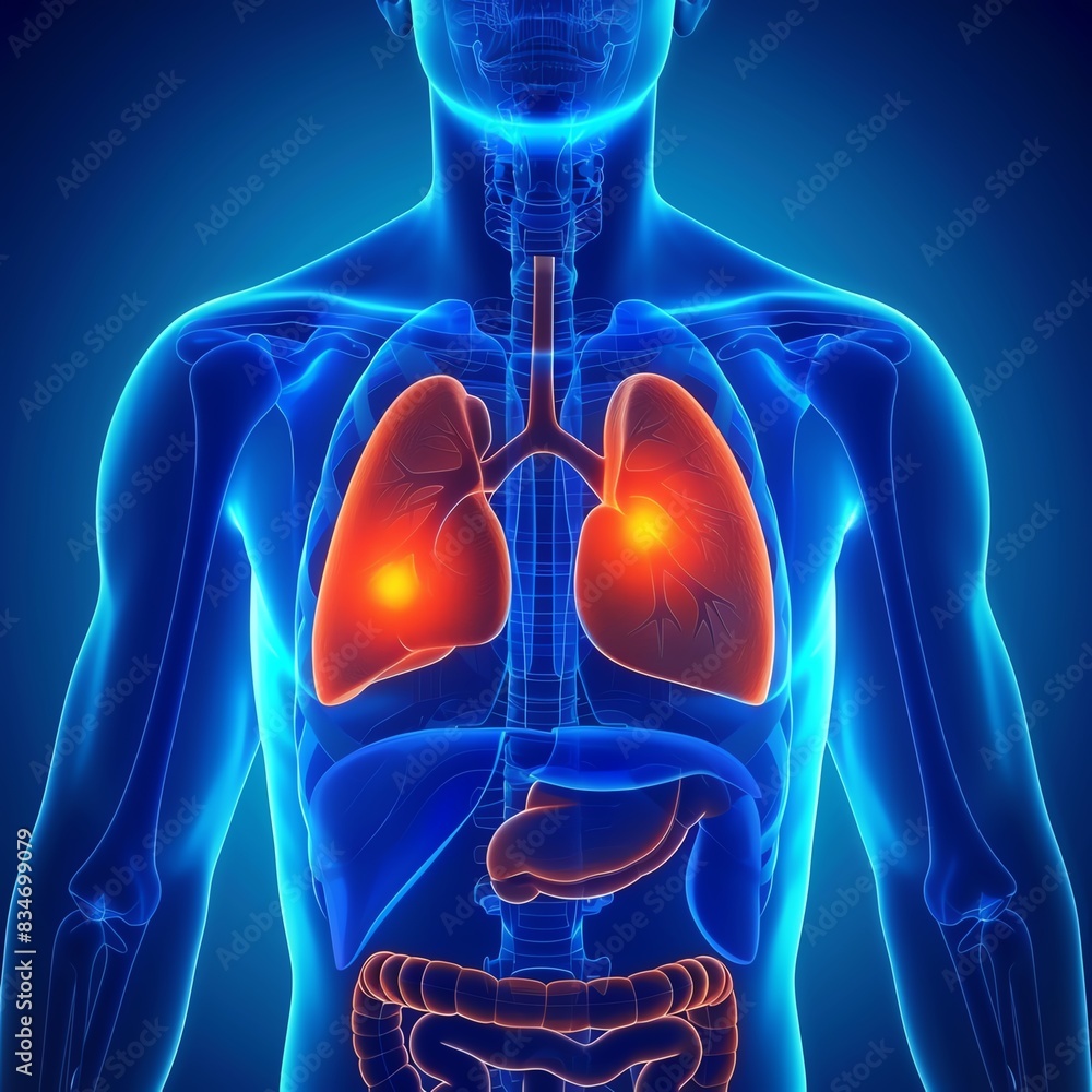 3D medically accurate illustration of lungs in the human body ...