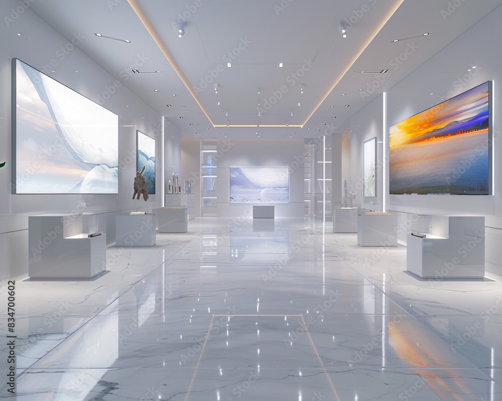 Refined Avant Art Gallery interior featuring modern photogrammetry art ... Refined Avant Art Gallery interior featuring modern photogrammetry art ...