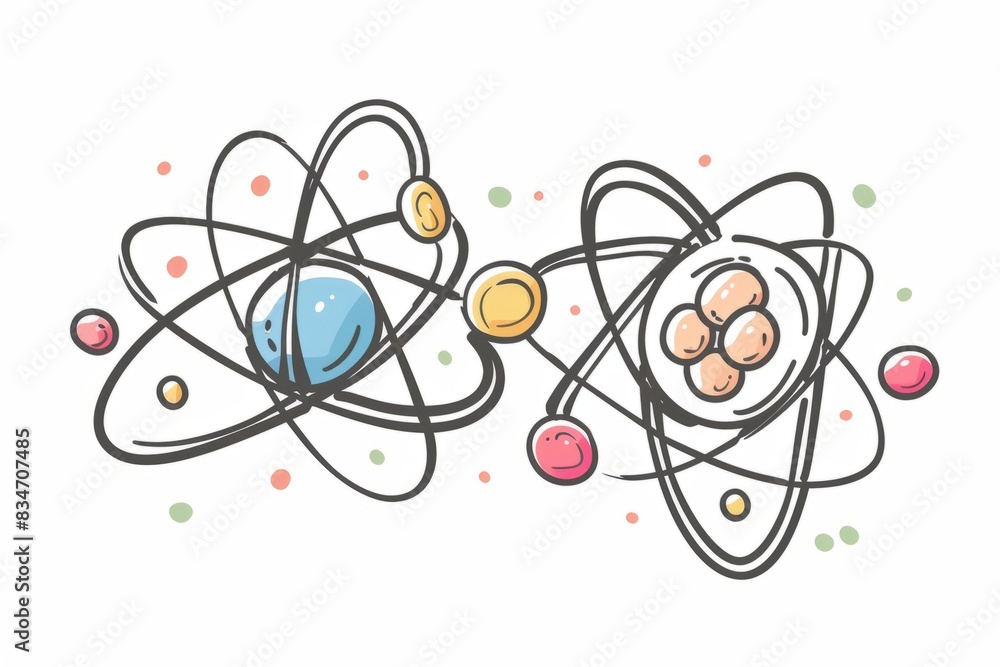 Cartoon cute doodles of chemical bonds forming between atoms like ...