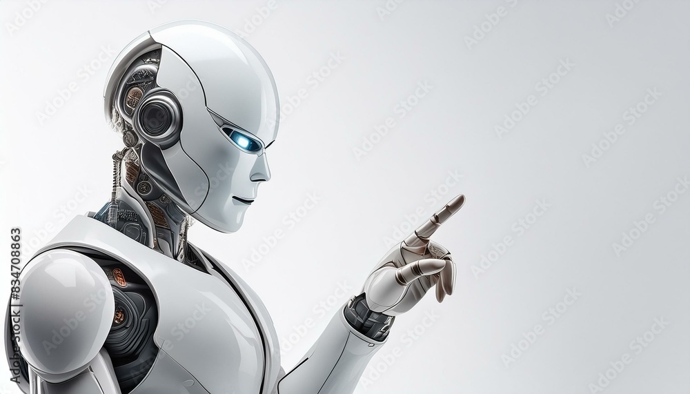 White cyborg robot hand pointing his finger White male cyborg pointing ...