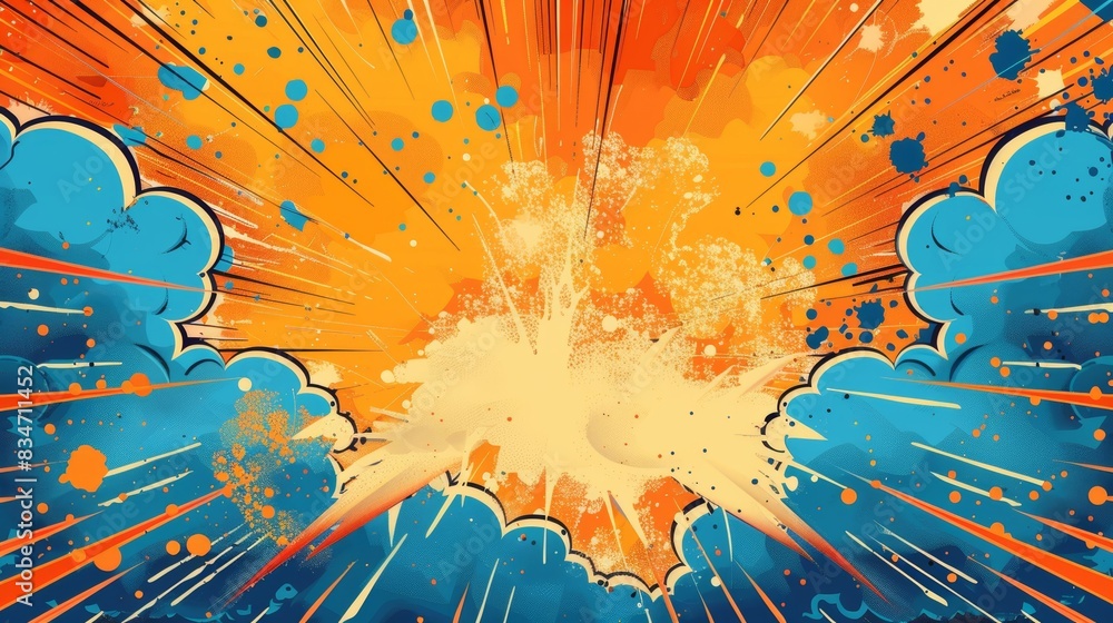 Dynamic superhero comic explosion background, blank space, birthday ...