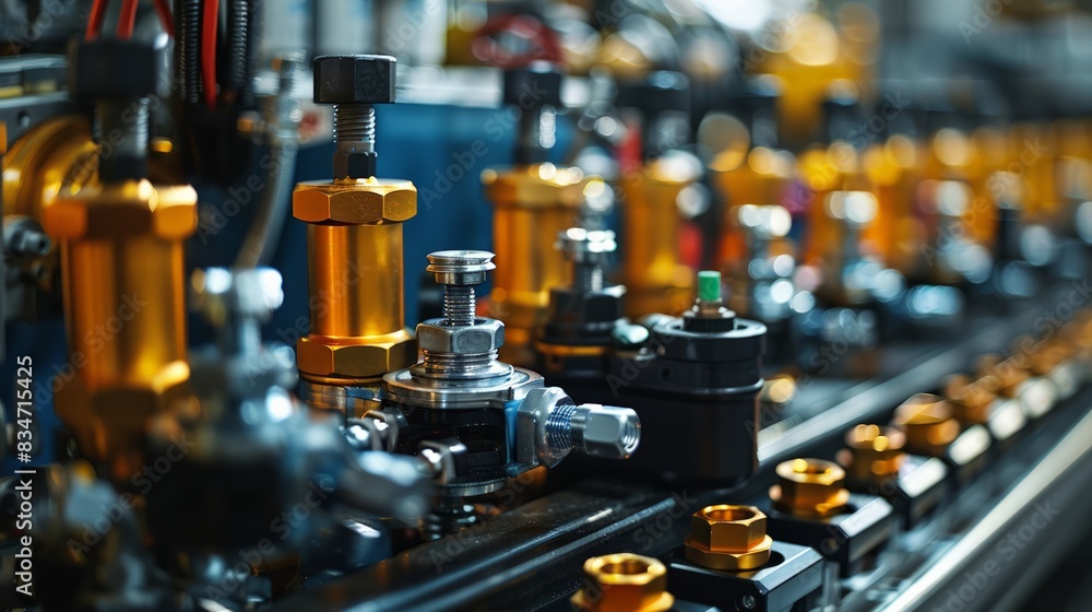 Hydraulic System Components: Capture a detailed close-up of the ...