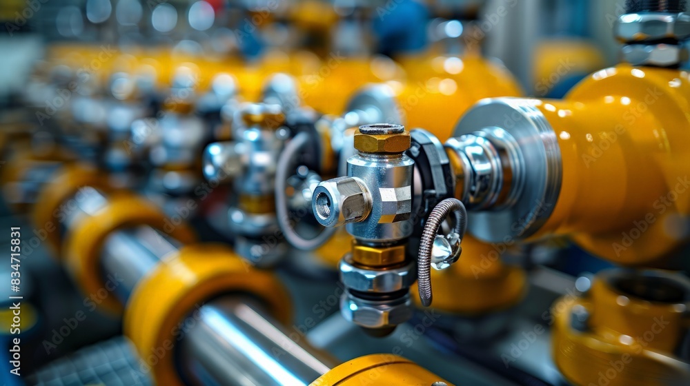 Hydraulic System Components: Capture a detailed close-up of the ...