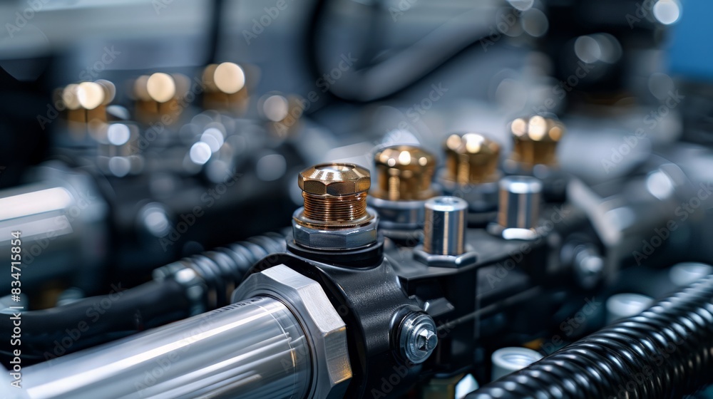 Hydraulic System Components: Capture a detailed close-up of the ...