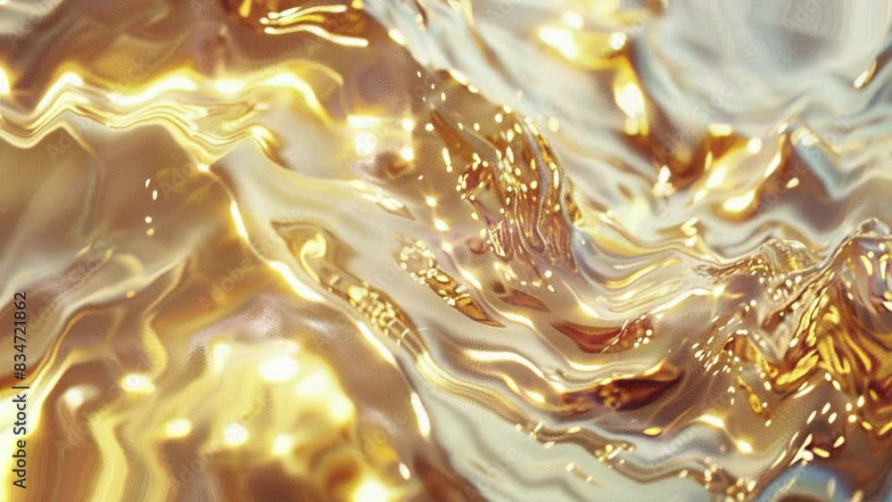 Abstract liquid gold background. Flowing liquid gold texture seamless. Artistic luxury liquid ...