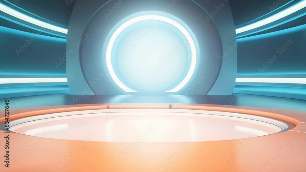 podium Futuristic showcase with platform for product displaying. Empty ...
