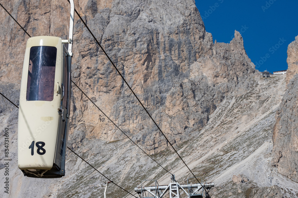 Sassolungo pass in the Dolomite Mountains, Italy - Famous for its ...