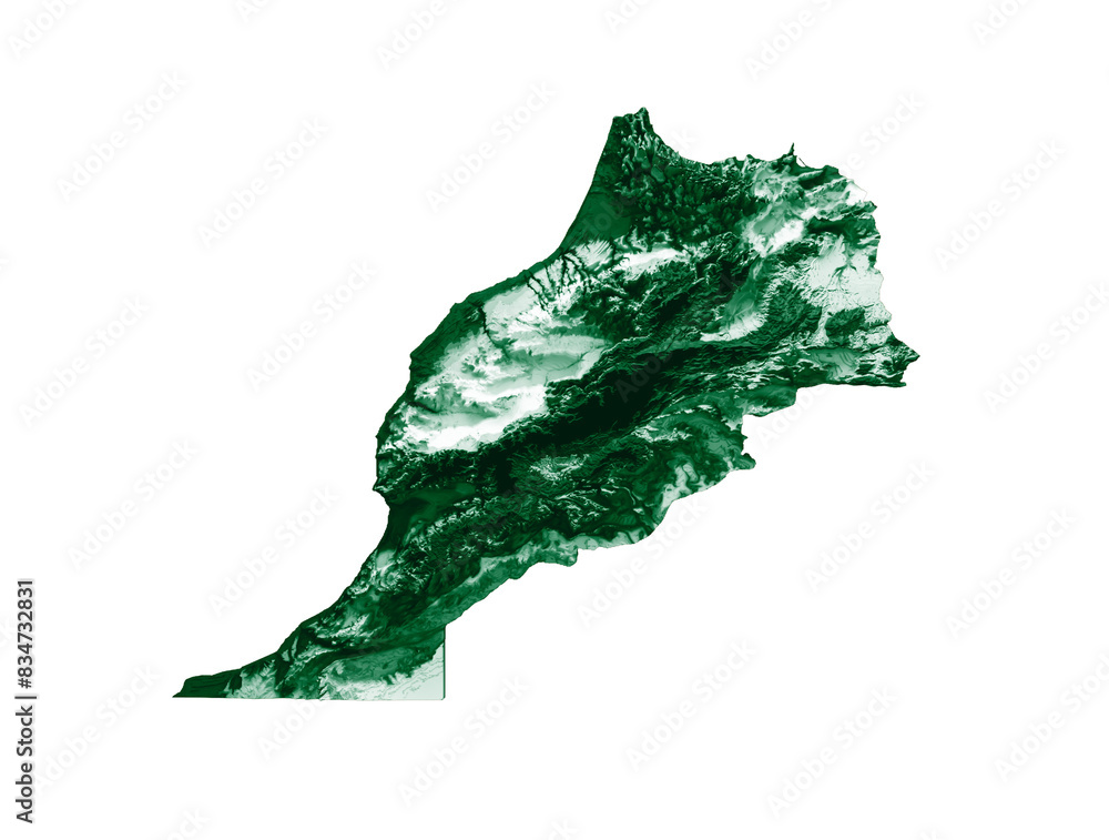 Morocco map with the flag Colors Blue and Red Shaded relief map 3d ...