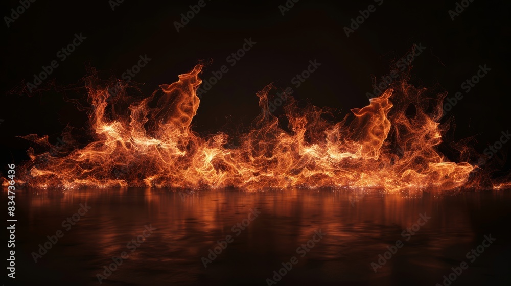 texture of fire flames against a black background, highlighting the ...