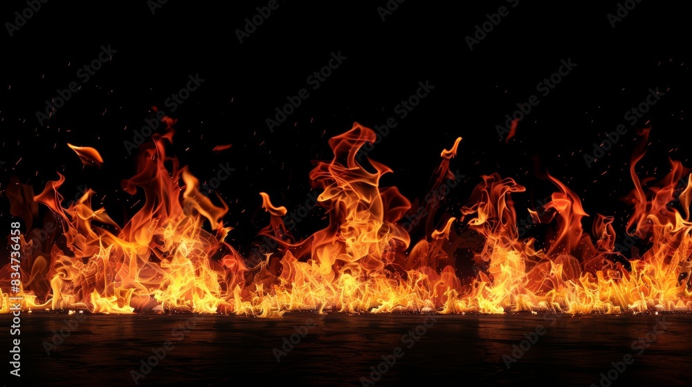 texture of fire flames against a black background, highlighting the ...