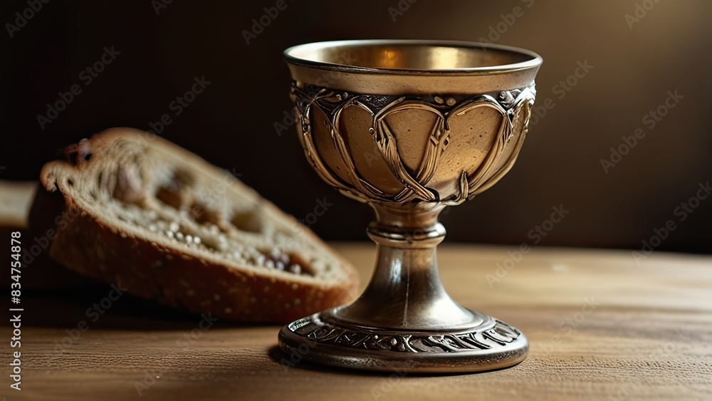 Communion Holy. Easter Communion Still life with chalice of wine and ...