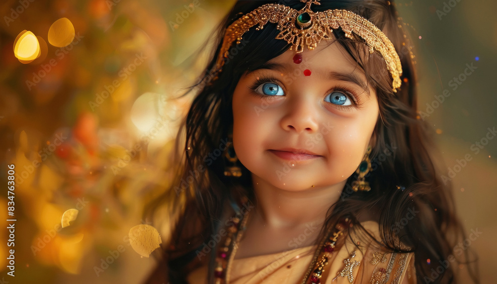 cute indian girl dressed as lord krishna Stock Photo | Adobe Stock