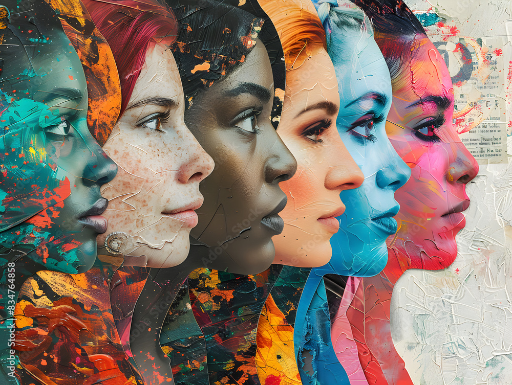A collage portraying diversity, contemporary women's achievements and ...