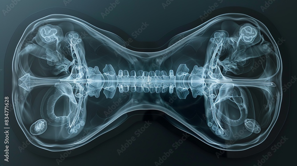 A detailed medical x-ray HUD hologram in a minimalistic style ...