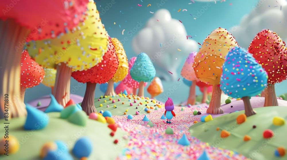 A magical 3D cartoon depiction of a character finding a mysterious ice ...