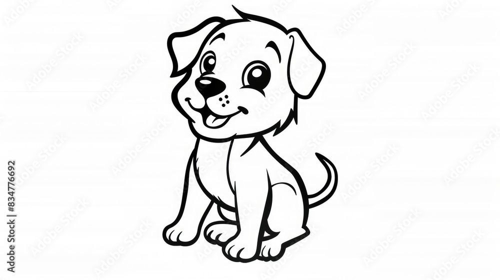 White background cartoon puppy line drawing used in teaching Generative ...