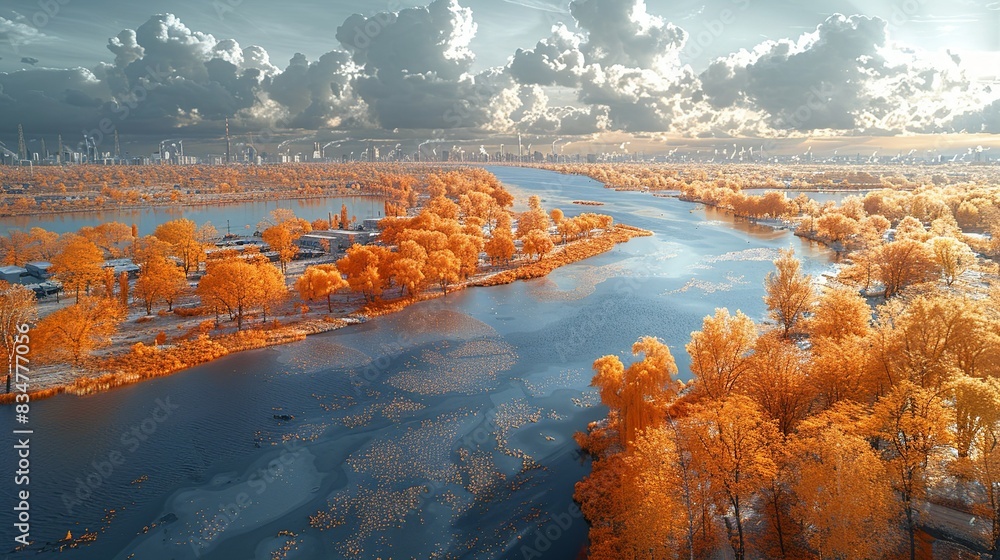 An urban heat island effect visualized through infrared imagery ...