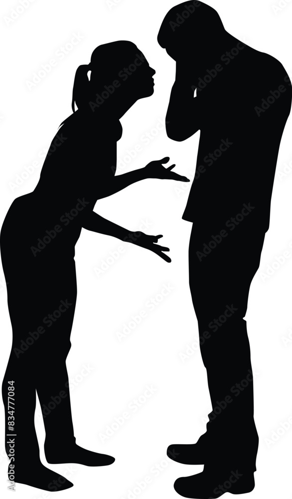 People arguing silhouette illustration. Two people have confrontation ...