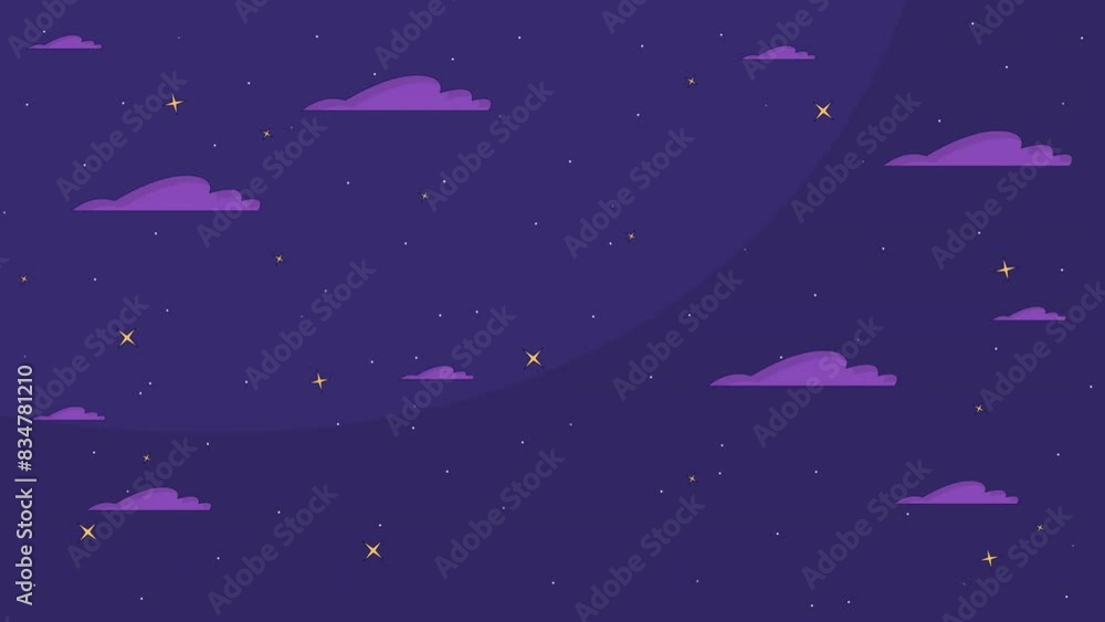 Dark evening sky cartoon animation. Inspiring starry skies 4K video ...