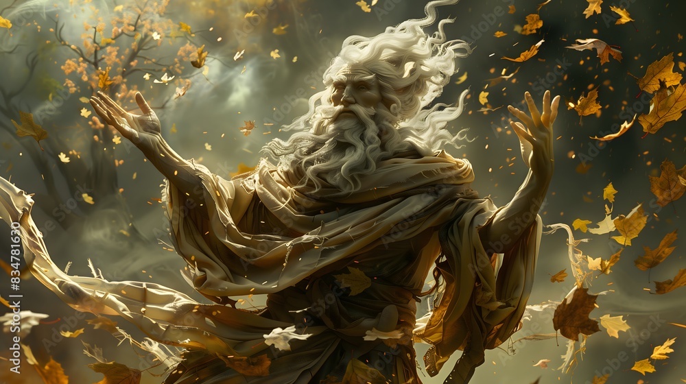 Zephyros, God of the Winds: A majestic figure with flowing robes ...