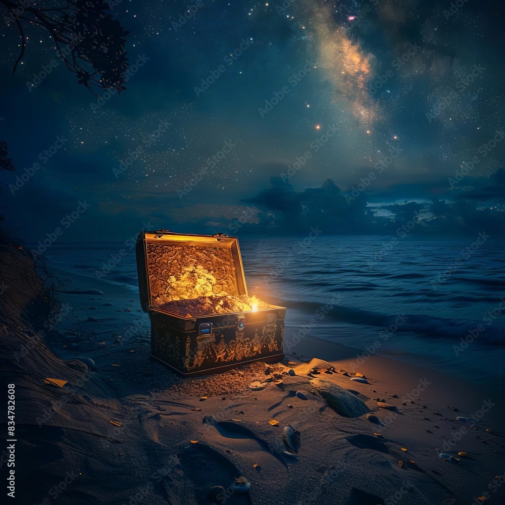 An intriguing low-angle perspective of a treasure chest being ...