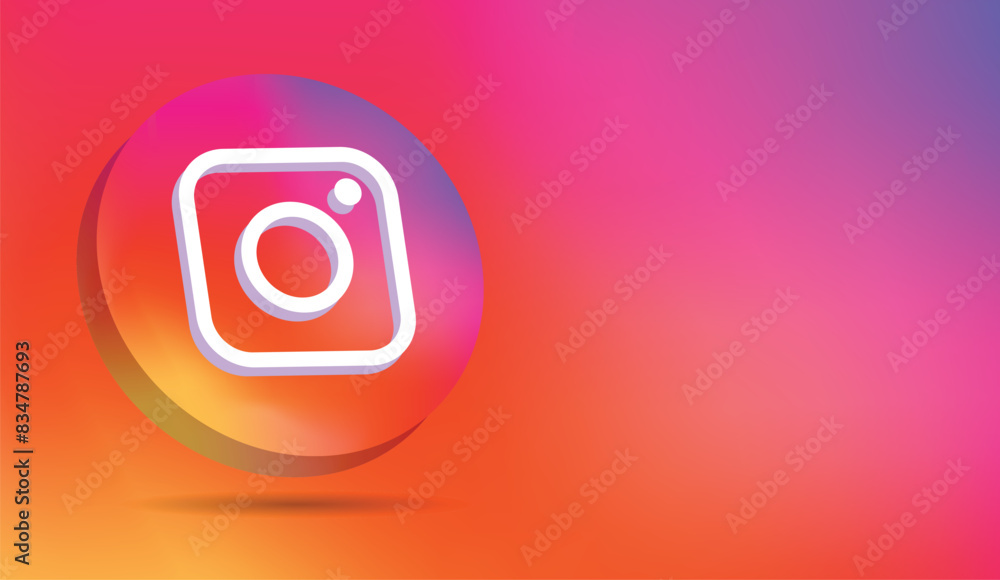 3d instagram logo circle button icon, Social media background. 3d ...