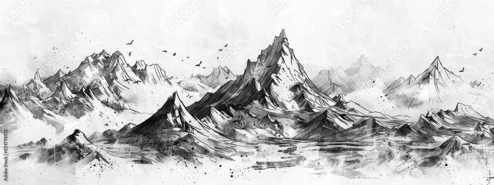 Ink style, distant mountains, mountains, hobbies, mountain climbing ...