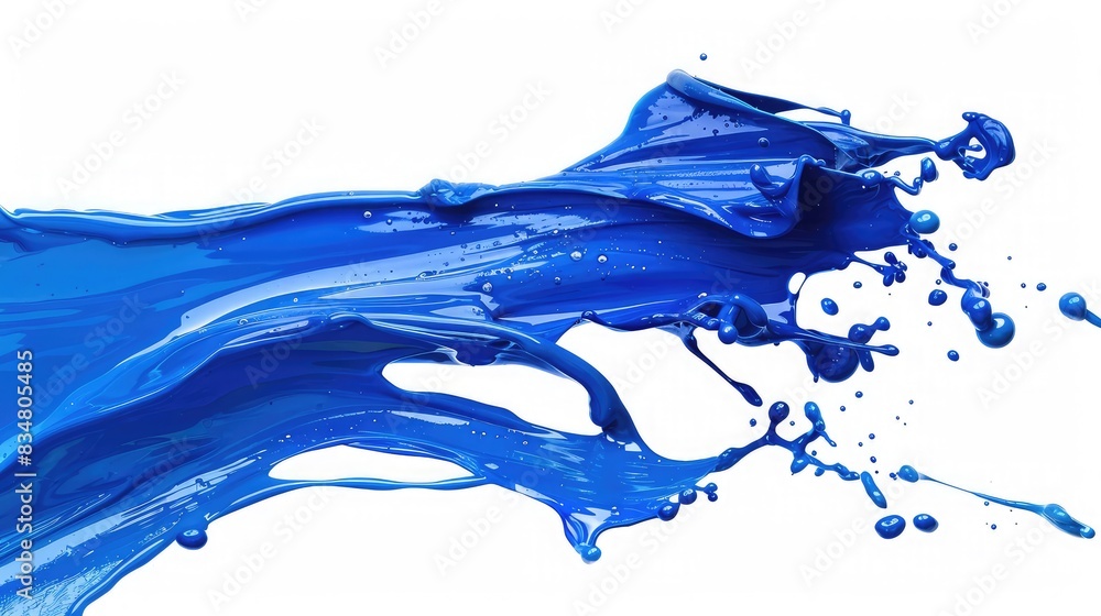 Isolated splash of blue paint on a white background.3d rendering,Blue ...
