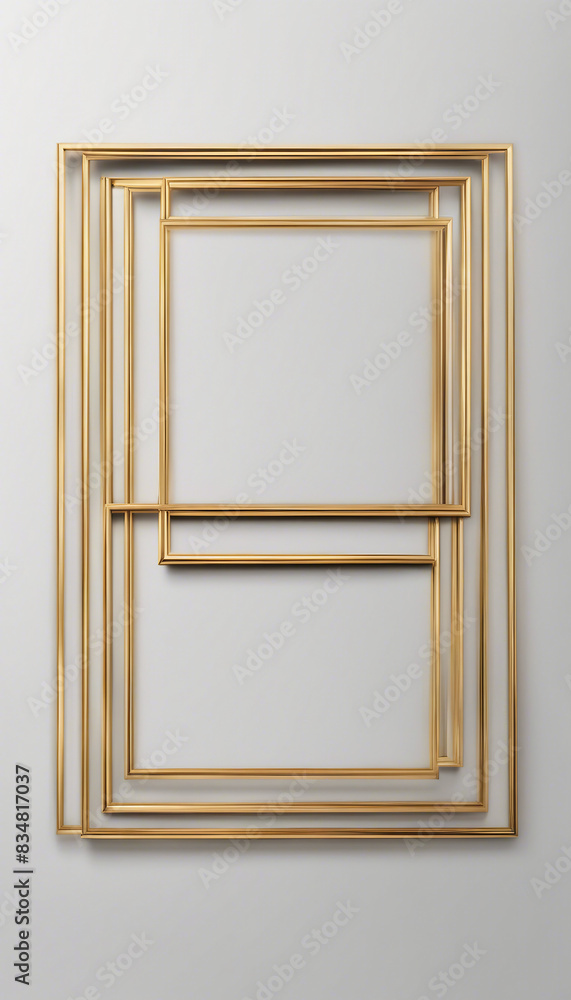 Double line rectangle golden frame isolated on transparent background ...