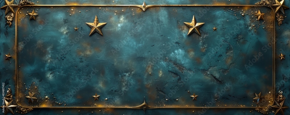 Elegant teal background with gold border and stars, perfect for luxury ...
