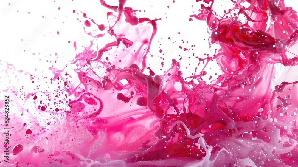 pink paint splashing isolated on white background, abstract liquid ...