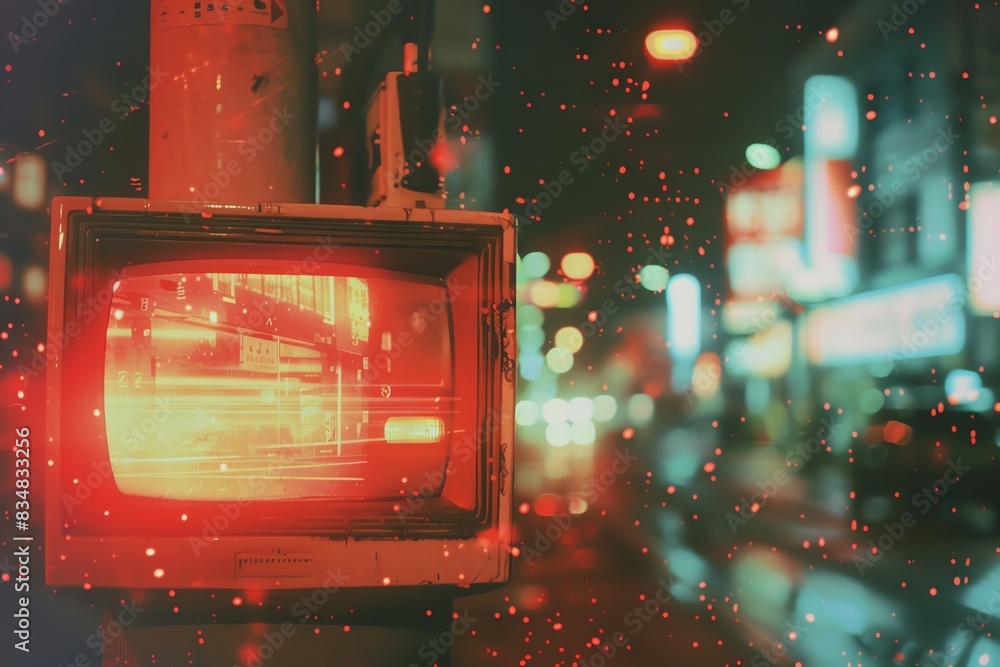 A retro VHS effect showcasing grainy footage with washedout colors and ...