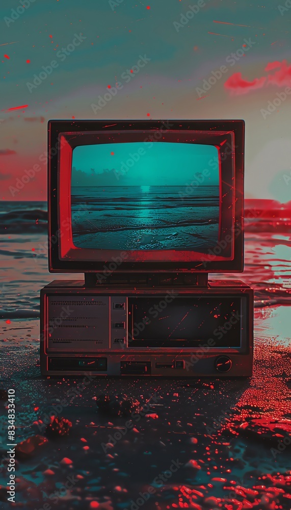 A classic VHS effect showcasing washedout colors and static noise The ...