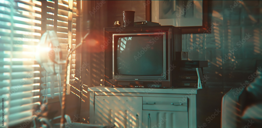 A retro VHS effect featuring distorted footage with visible tracking ...