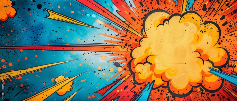 Comic book style birthday invite, superhero theme, vibrant explosion ...
