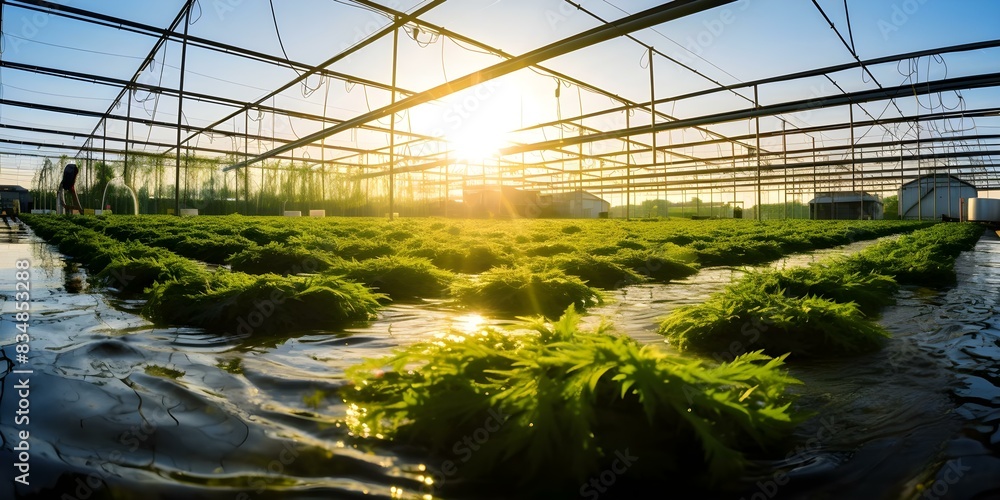 Seaweed algae thriving in aquaculture farm indicates sustainable growth ...