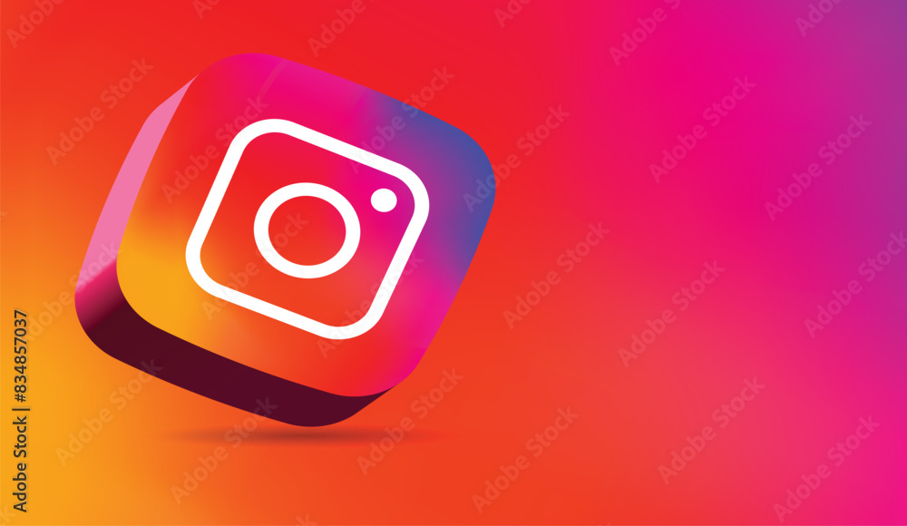 3d instagram logo circle button icon, Social media background. 3d ...
