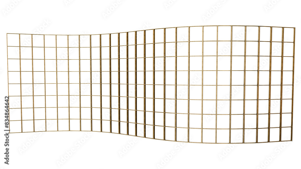 3D render features a minimal square pattern metal partition ...