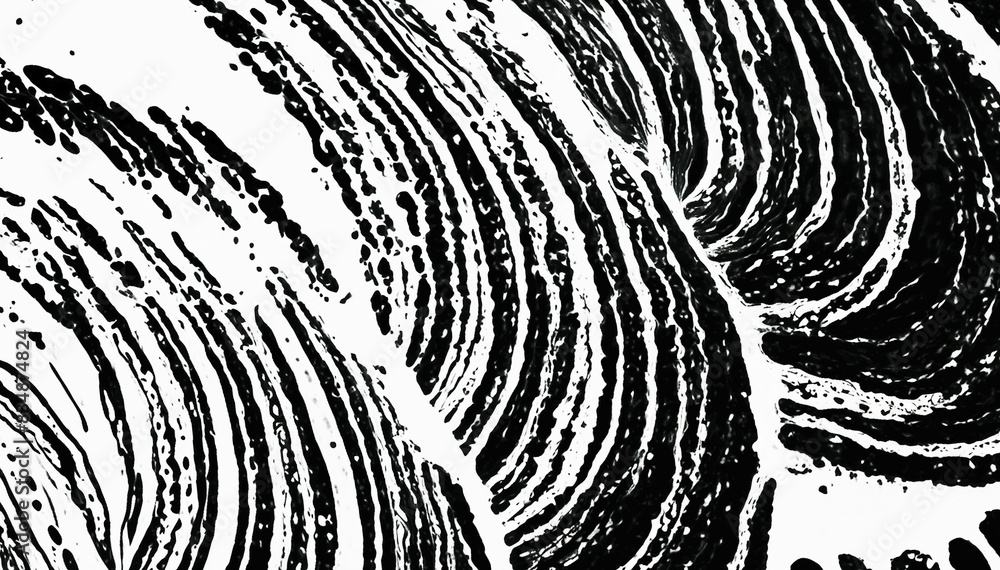 wave ink black and white abstract wallpaper. Simple minimal banner of ...