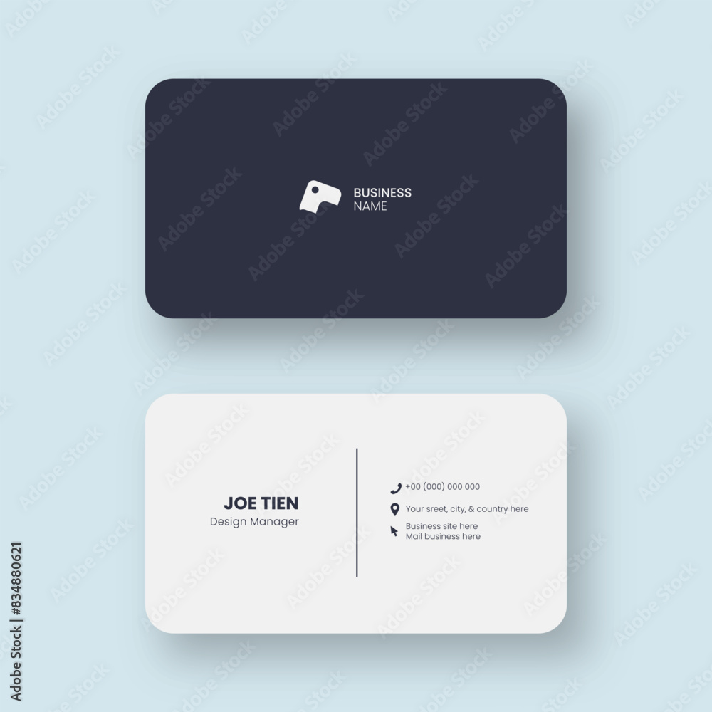 Name card simple design template with two sides rounded horizontal ...
