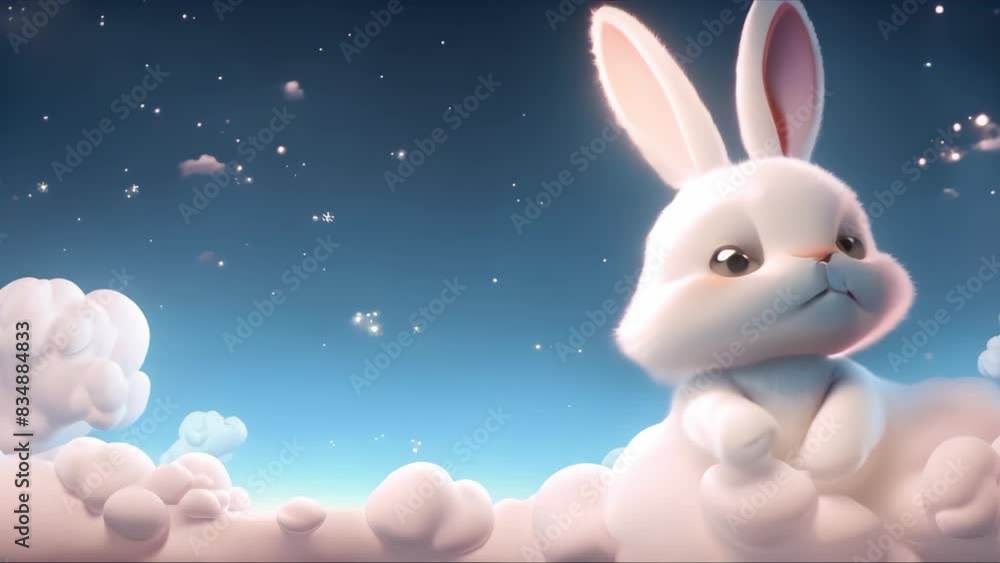 Animated virtual background of cute bunny moon stars for VTuber streams ...