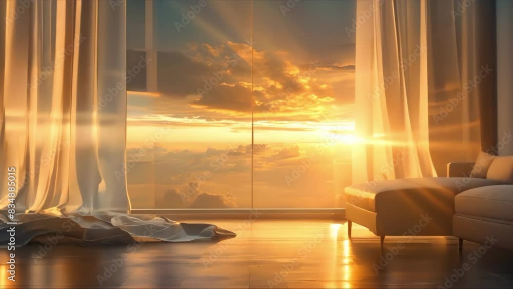 Vidéo Stock Virtual sunset living room background for streaming VTuber ...