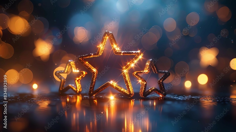 Milestone Achievements A 3D card with glowing milestones and stars ...