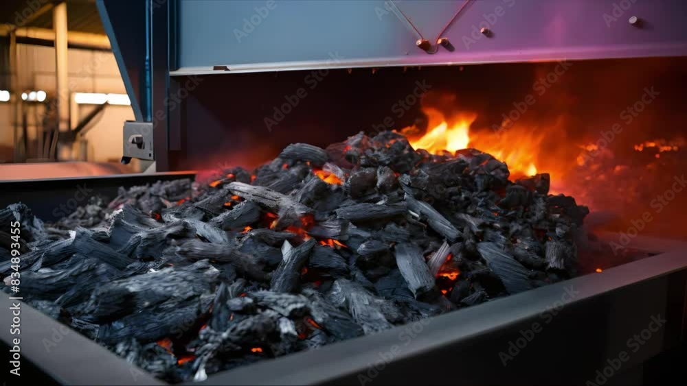 Biomass conveyed to pyrolysis reactor for biochar production in ...