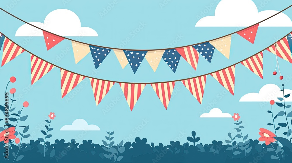 Cartoon American Flag Bunting A Vibrant Display of Patriotic Fervor in ...