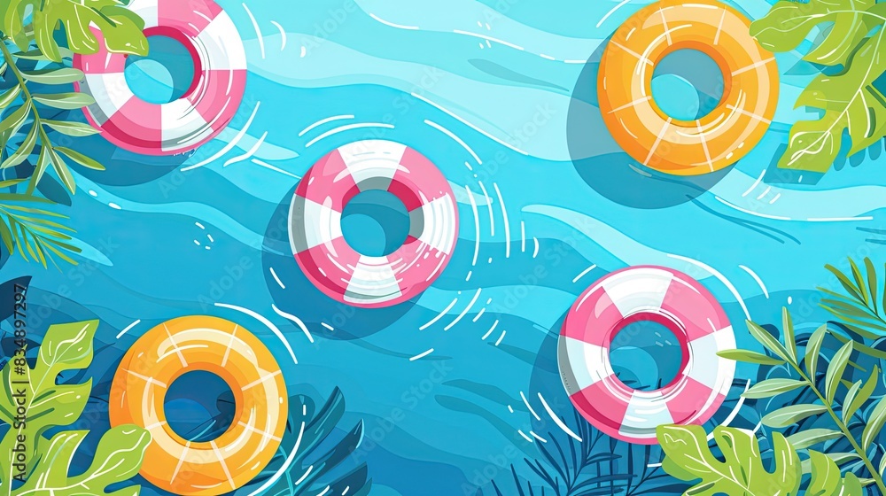 Floating Tube Floating tube flat design top view water park theme ...