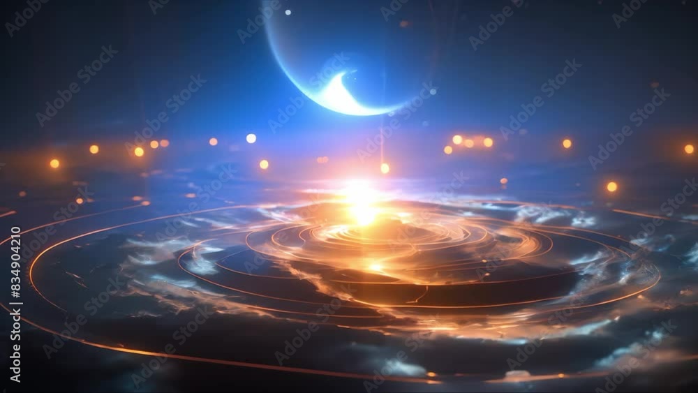 Epic 3D hologram wireframe with intricate data streams in quantum computing core. Concept ...