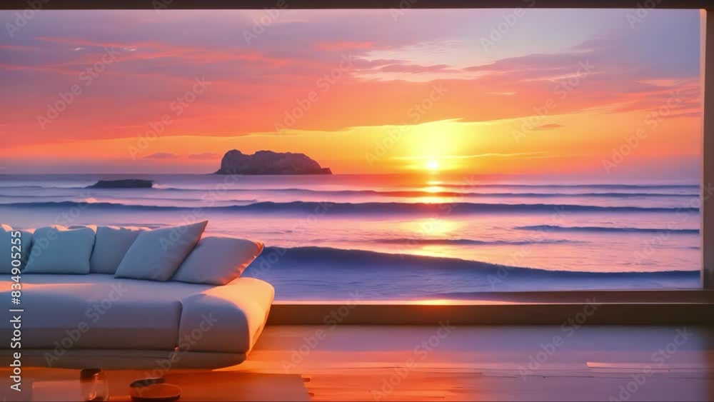 Virtual Sunset Living Room Background for VTubing or Zoom Meetings ...